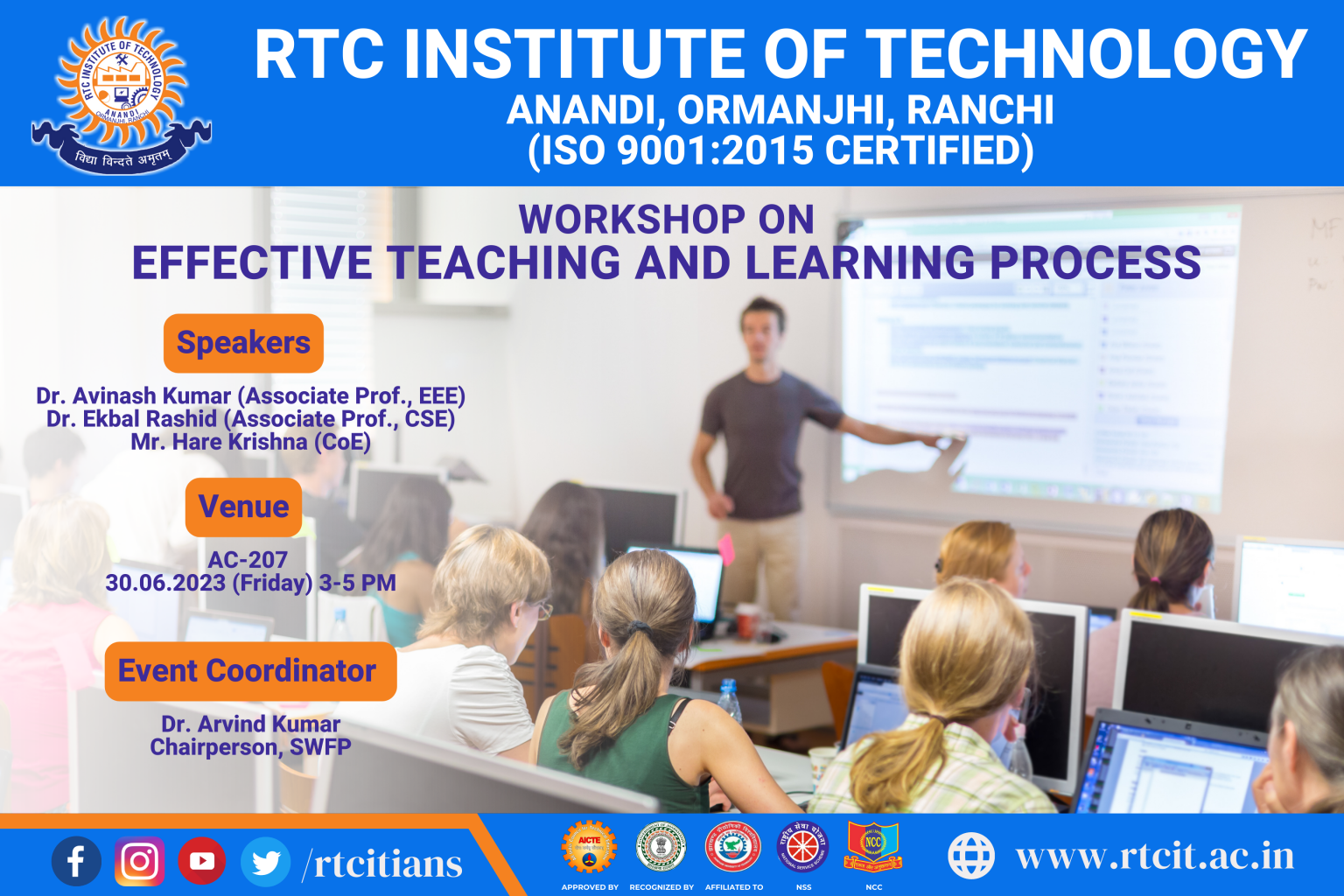 Workshop on Effective Teaching and Learning Process – RTC Institute of Technology